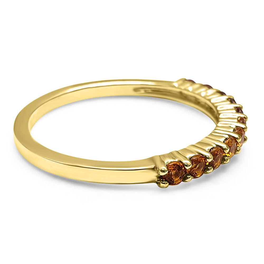 Citrine Stackable Ring Micro Pave Band 14k Yellow Gold, Rose Gold, or ...